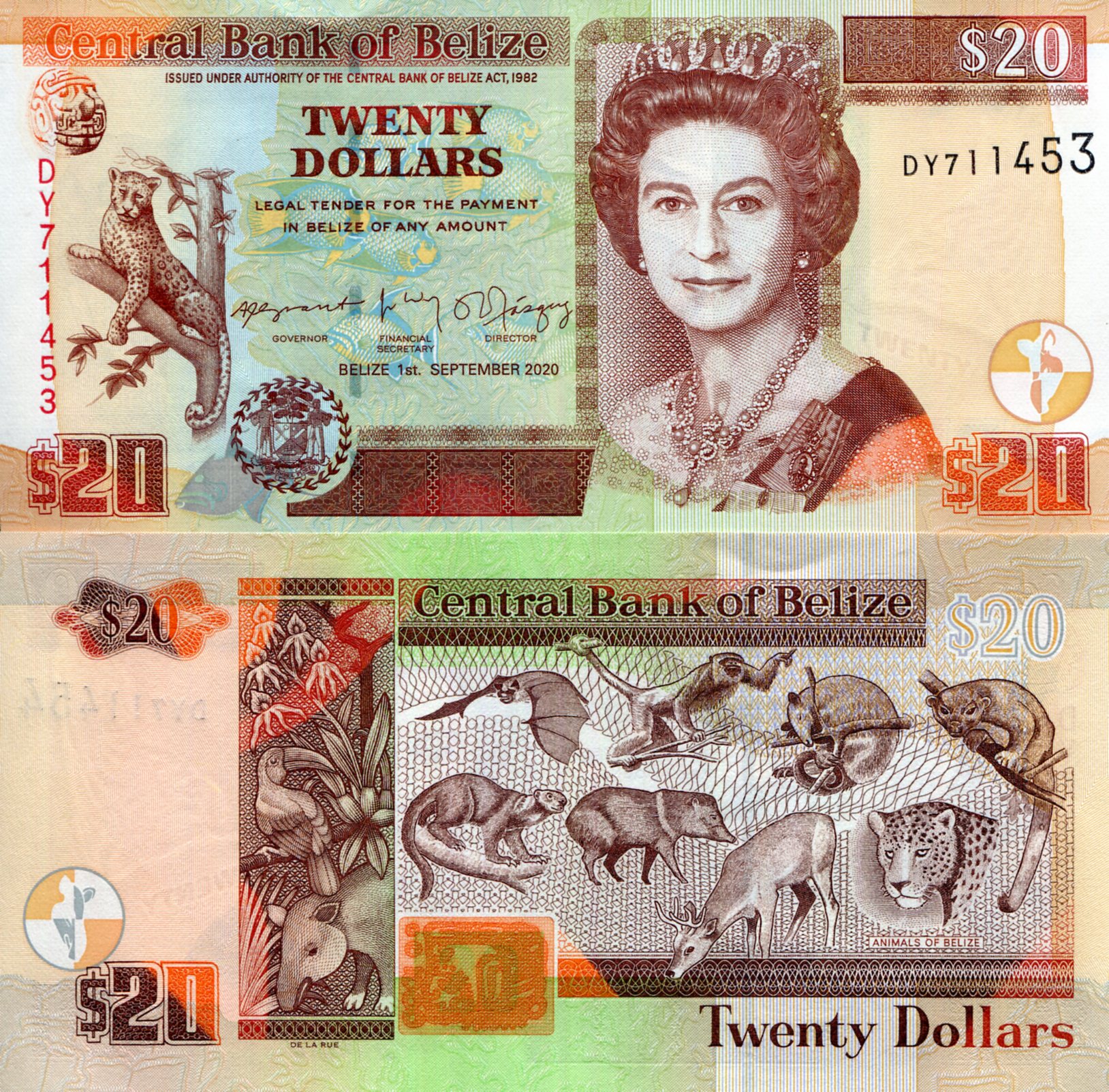 RWM | Belize 20 Dollars UNC pick #: 69g