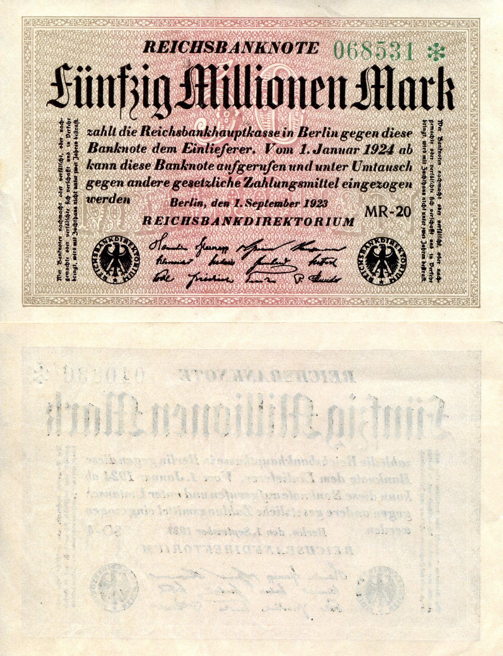 RWM | Germany 50,000,000 Mark aUNC pick #: 109e