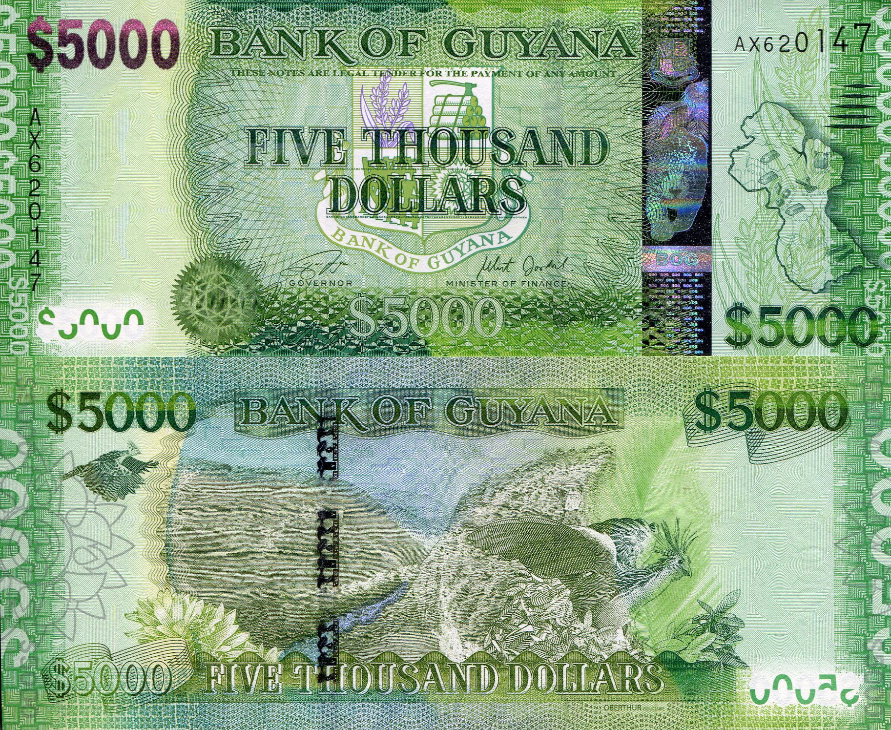 RWM | Guyana 5,000 Dollars UNC pick #: 40b