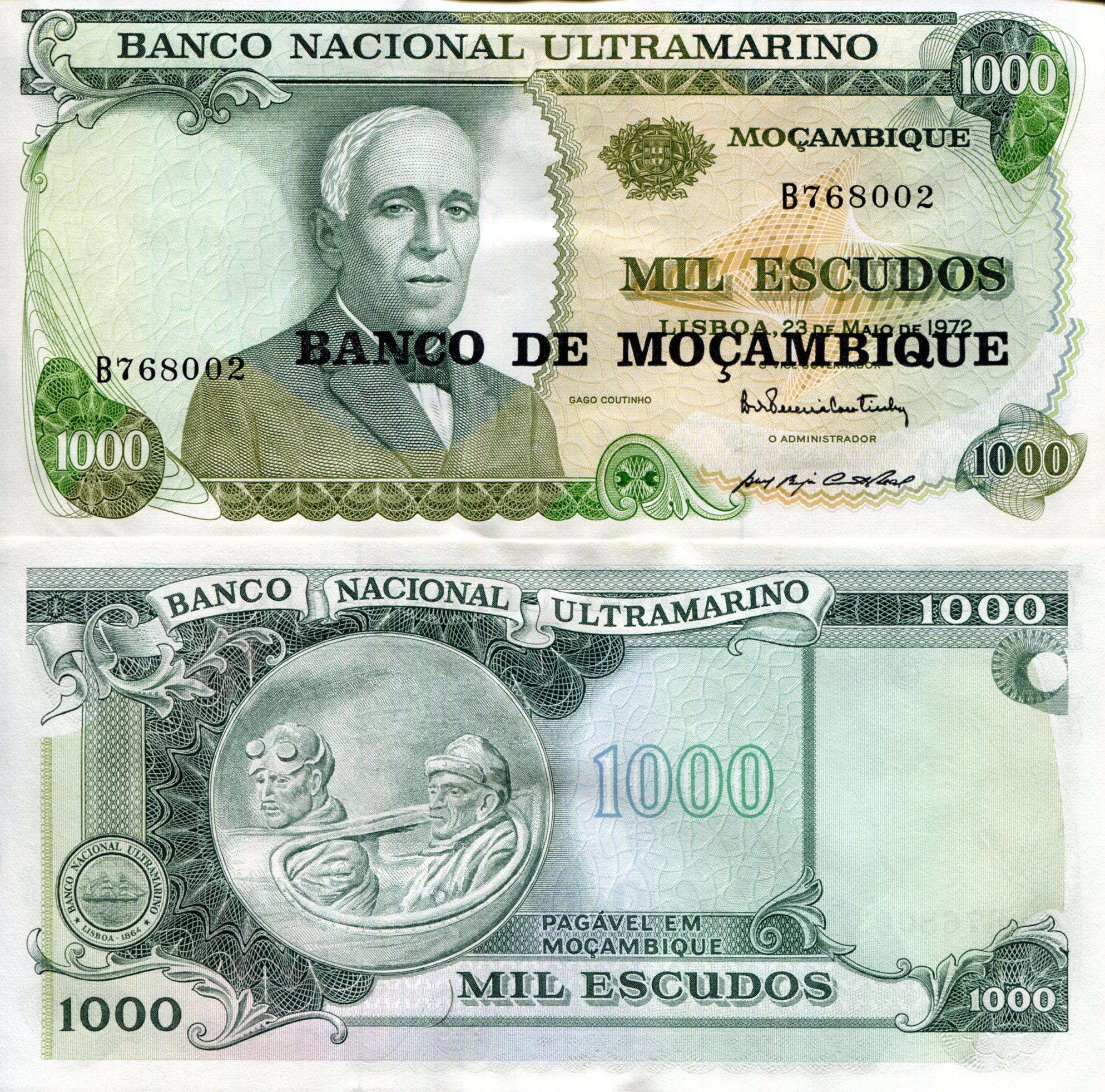 RWM | Mozambique 1,000 Escudos XF/VF+ (note is wrinkly) pick #: 119a